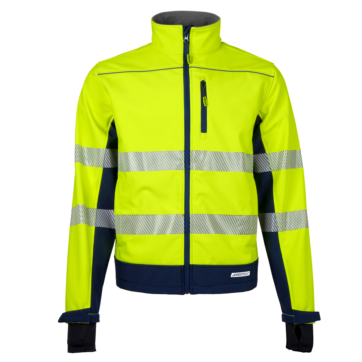 Hi-Vis Softshell Water Repellent Fleece Lined Safety Jacket with Refle ...