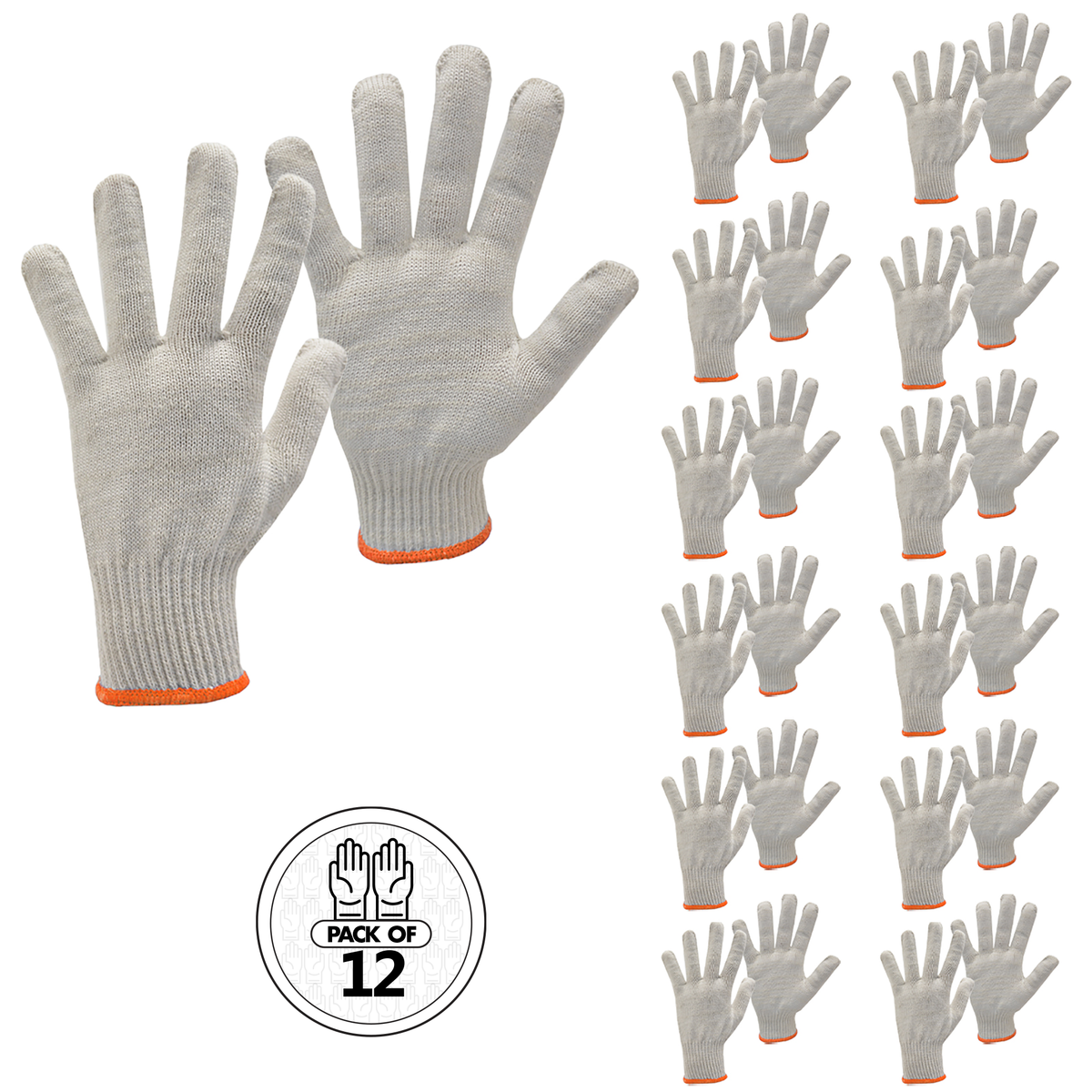 Knitted Multi-Purpose Work Gloves – 12-Pack | Technopack Safety & PPE ...